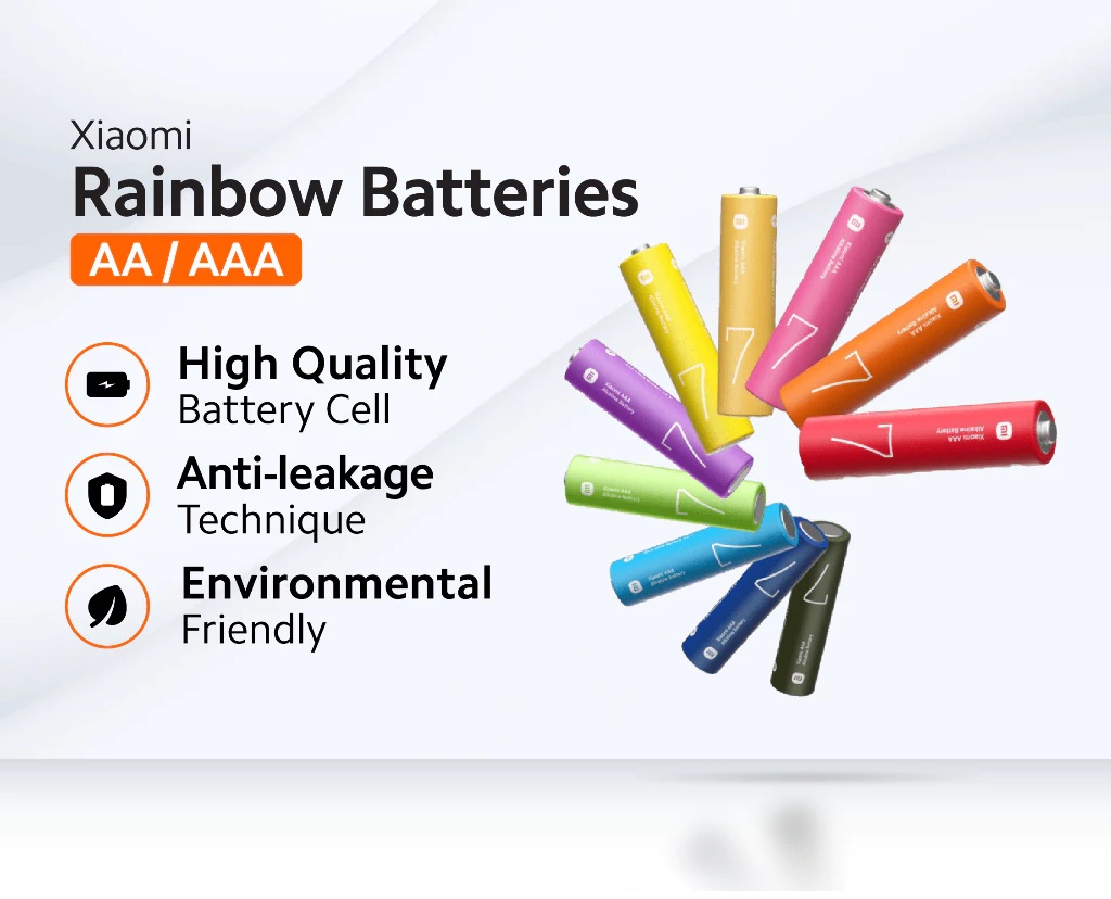 Xiaomi AA/AAA Rainbow Batteries (10 Count) | Alkaline Battery ...