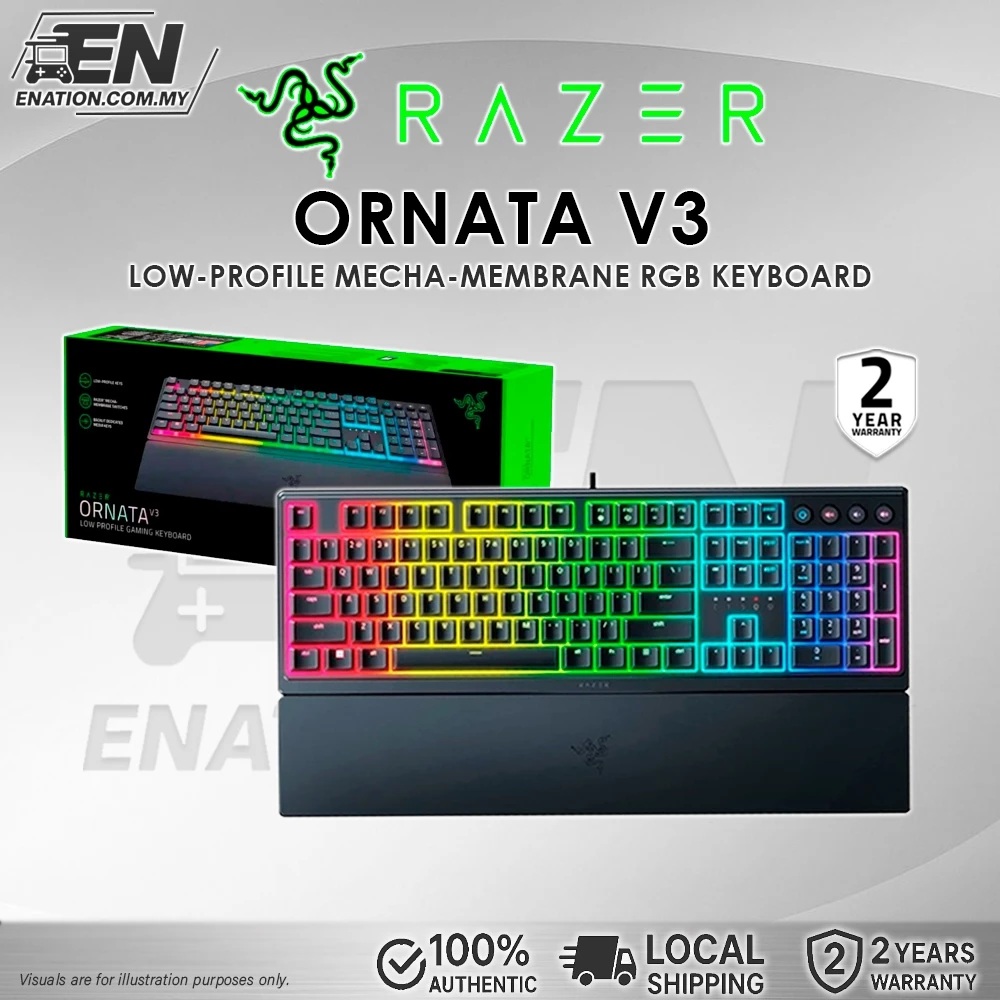 Razer Ornata V3 Low-profile Mecha-membrane RGB Gaming Keyboard - E ...